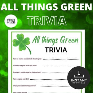 All Things Green Trivia, St Patrick's Day Green Trivia, St Patricks Day ...