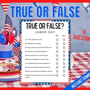 Labor Day Fact or Fiction, True or False Game, Fun Labor Day Game, Teen ...