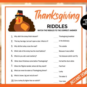 Thanksgiving Riddles, Thanksgiving Printable Games, Trivia Quiz, Fall ...
