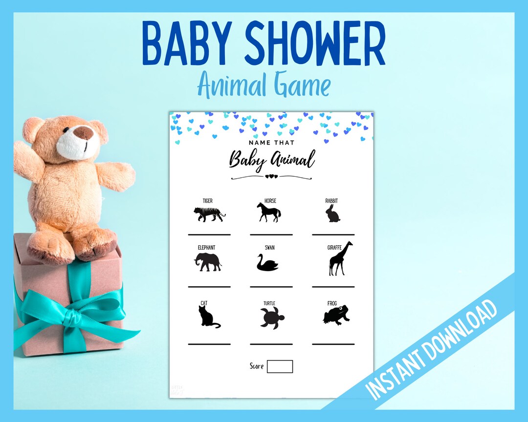 Baby Shower Animal Game, Animal Babies Baby Shower Printable Game, Name ...
