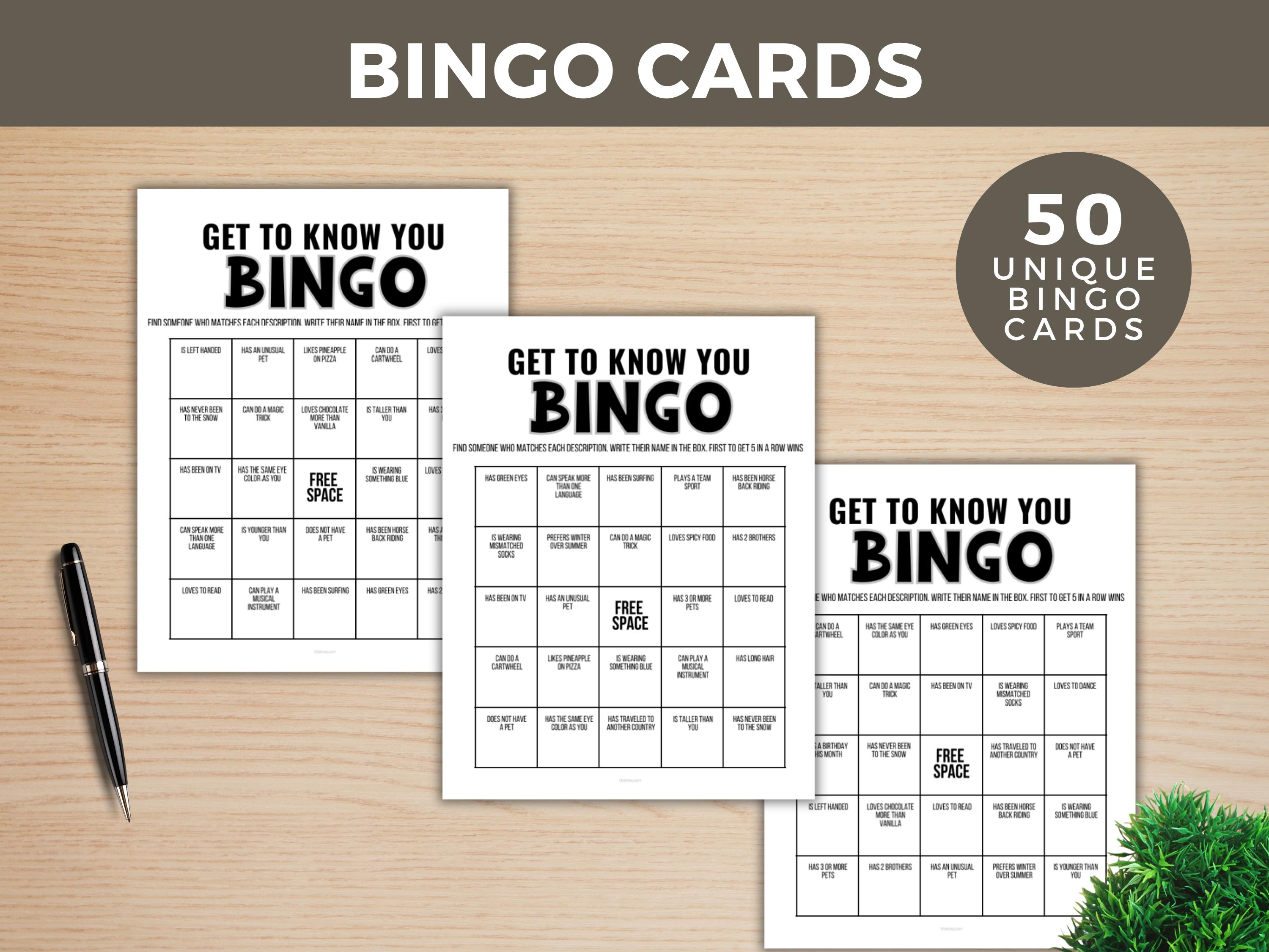 Icebreaker Bingo Game, Get to Know You, Find the Guest, Find Someone ...