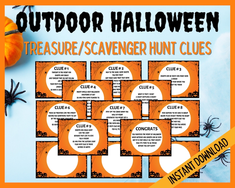 Outdoor Halloween Scavenger Hunt Clues Halloween Treasure - Etsy