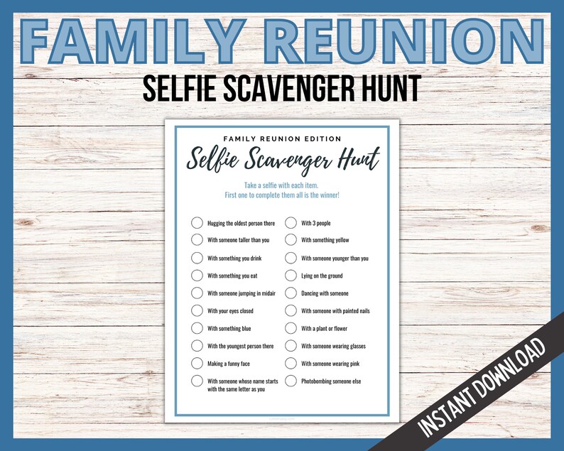 Selfie Scavenger Hunt Family Reunion Game, Family Reunion Games, Family ...