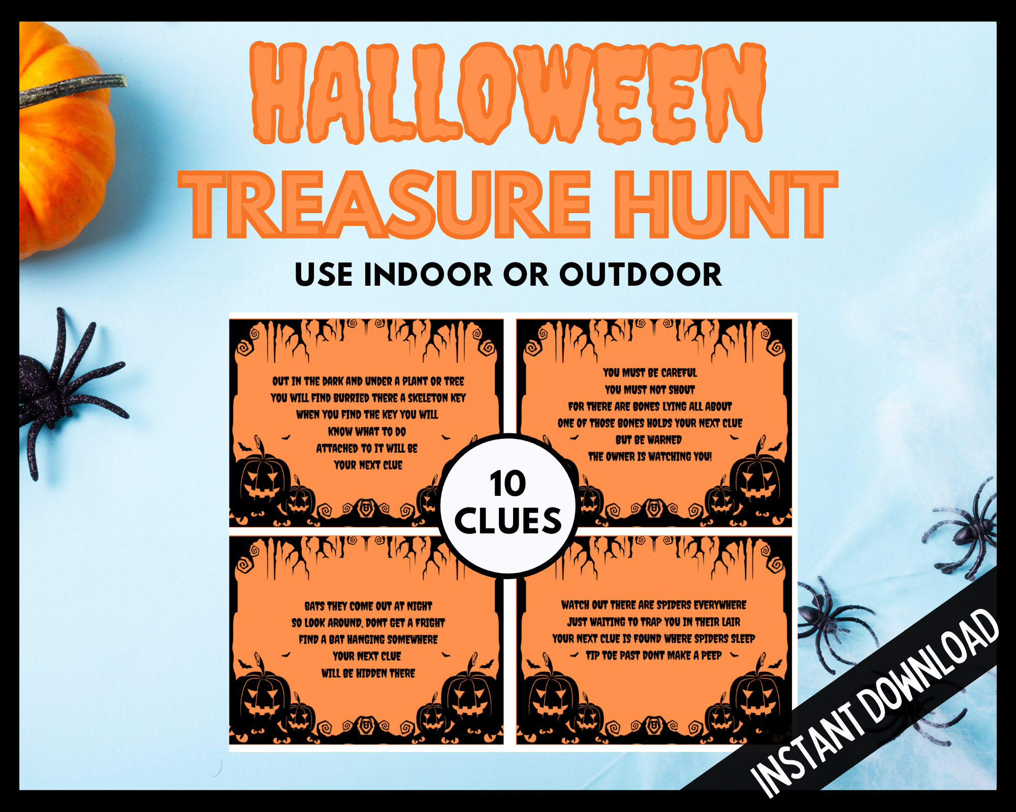Indoor and Outdoor Halloween Treasure Hunt Clues With Props | Etsy