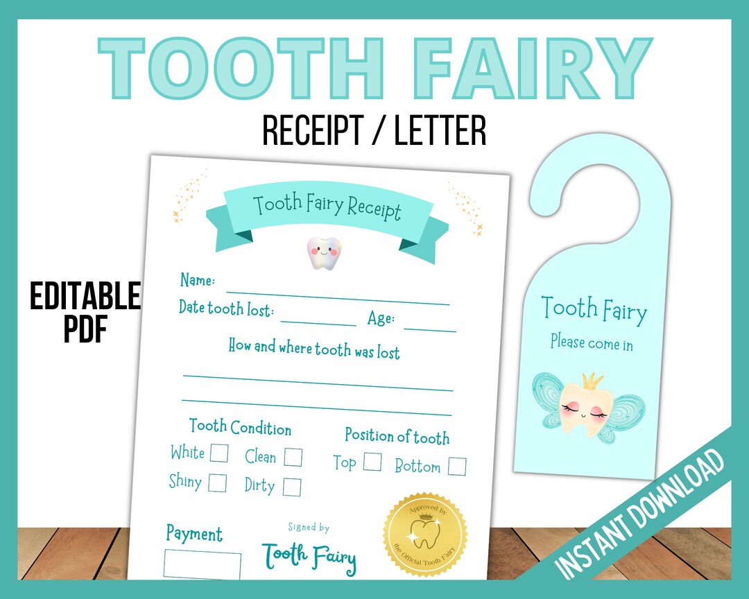 Editable Tooth Fairy Receipt Printable, Lost First Tooth Certificate ...