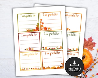 Gratitude Cards, Printable Thanksgiving Thankful Cards, Grateful ...