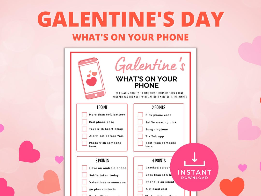 Galetines What's on Your Phone, Galentines Party Game, Galentine's Day ...