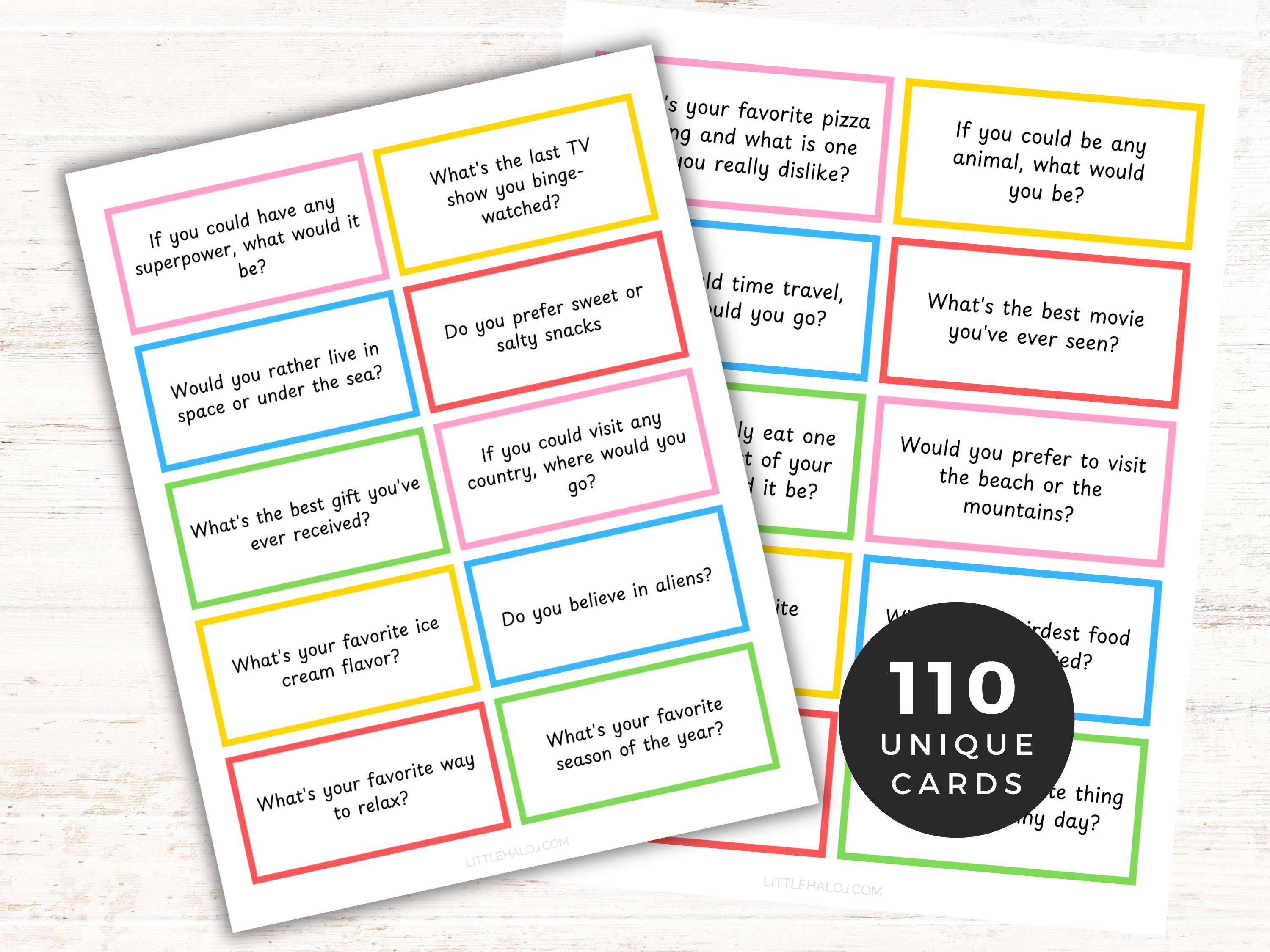 Conversation Starter Question Cards, Would You Rather, Road Trip Game ...