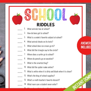 Back to School Riddles, Classroom Activity, School Jokes for Kids ...