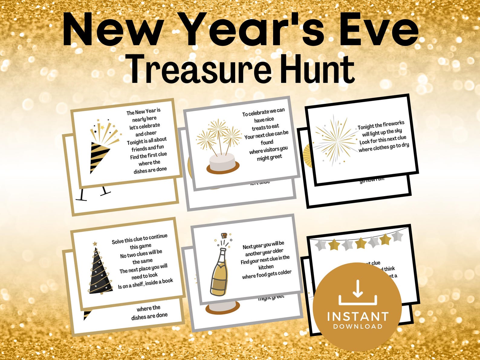 New Year's Eve Scavenger Hunt, New Year's Eve Treasure Hunt, New Years ...
