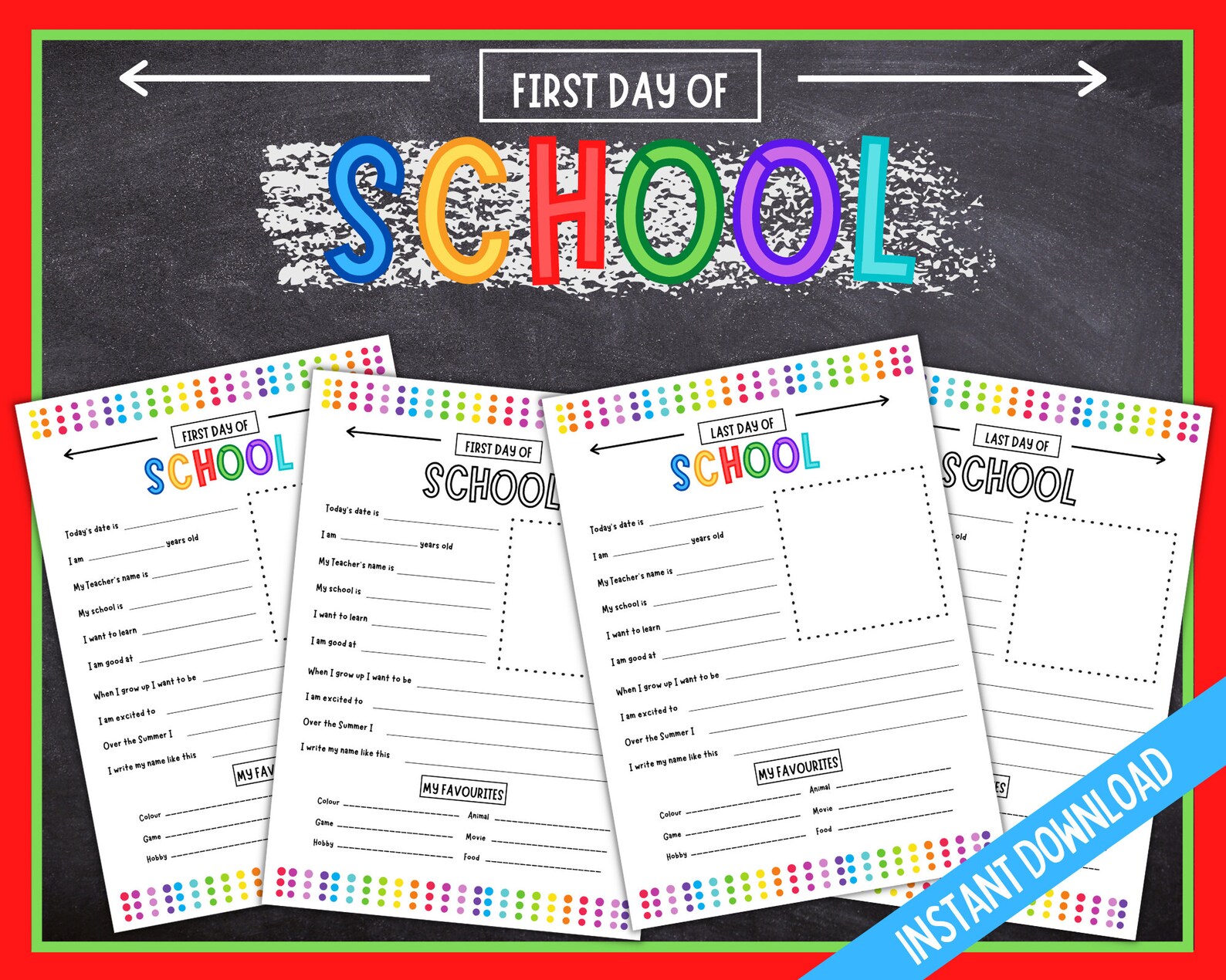 First Day School Interview, Last Day of School Printables, Back to ...