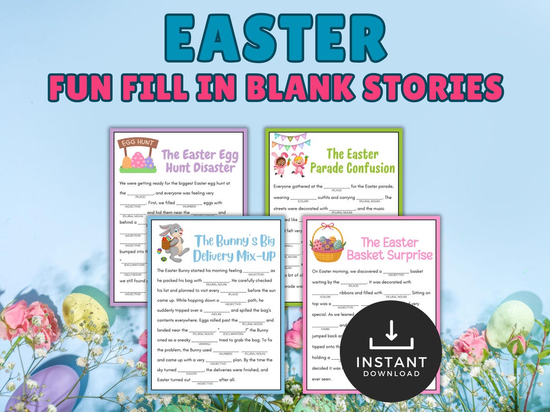 Easter Fill in the Blank Stories, Easter Party Games, Printable Festive ...