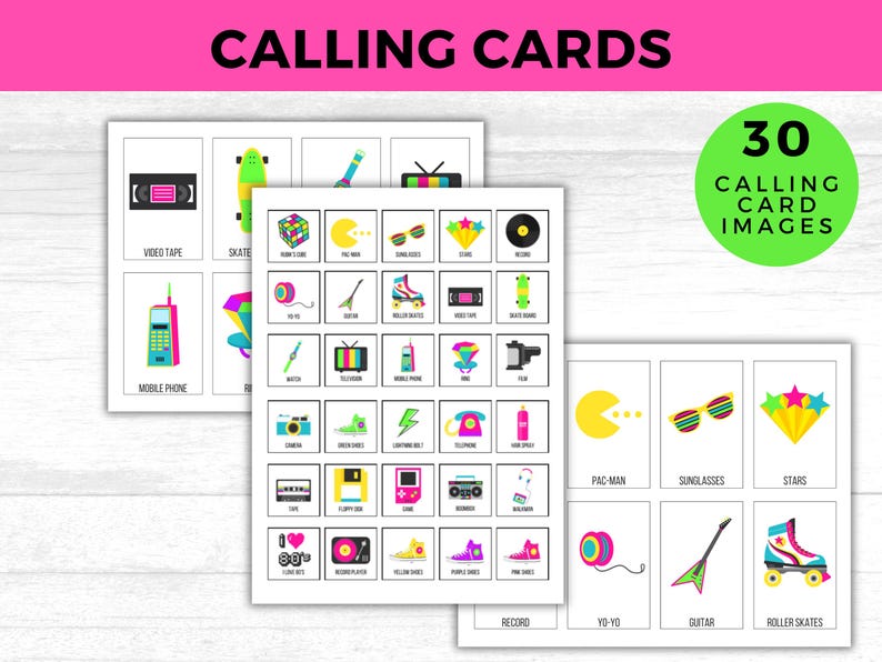 1980s Bingo Game, 80s Retro Party Game, 50 Printable 80s Bingo Cards ...