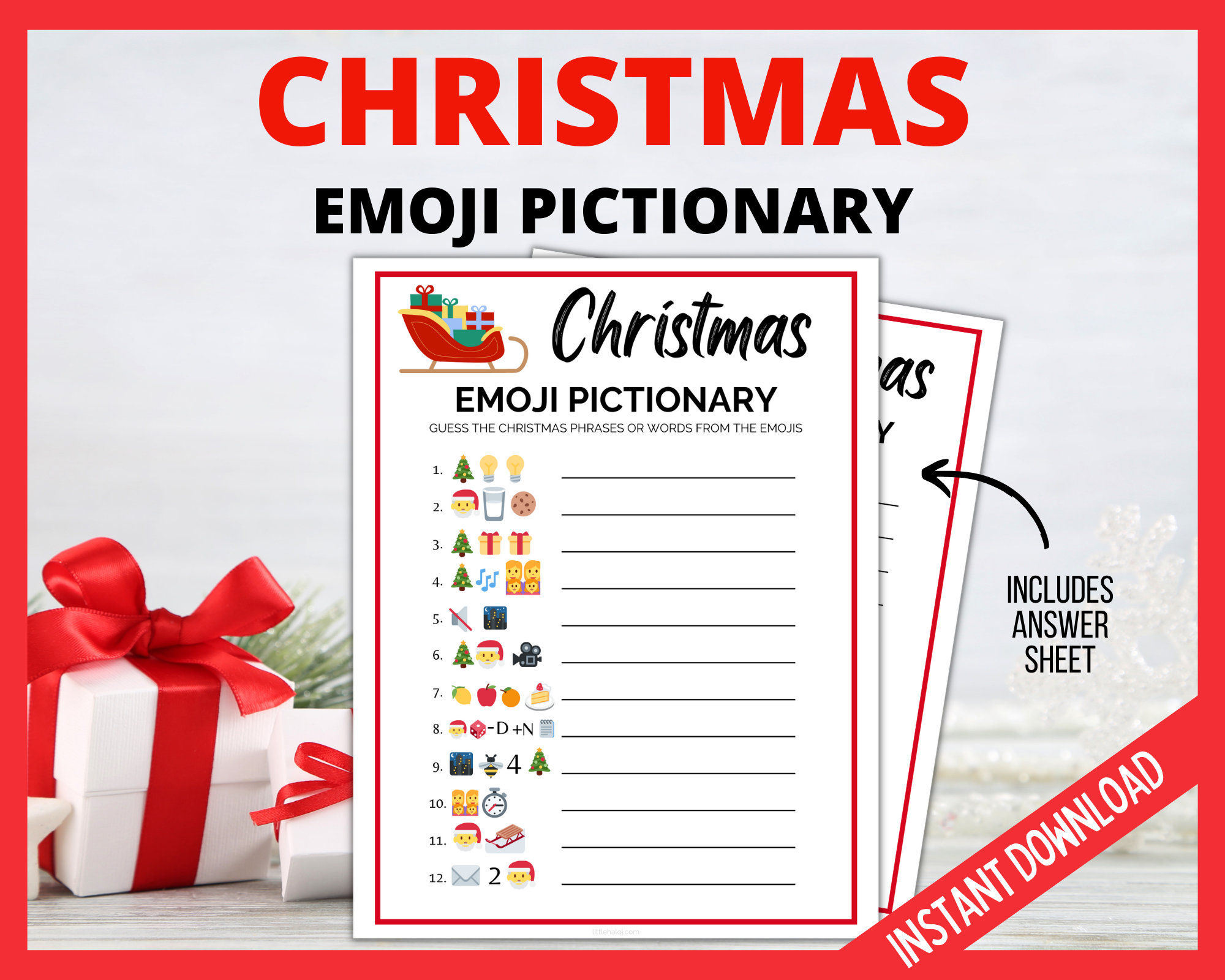 Christmas Emoji Pictionary Game Bundle Fun Christmas Game - Etsy