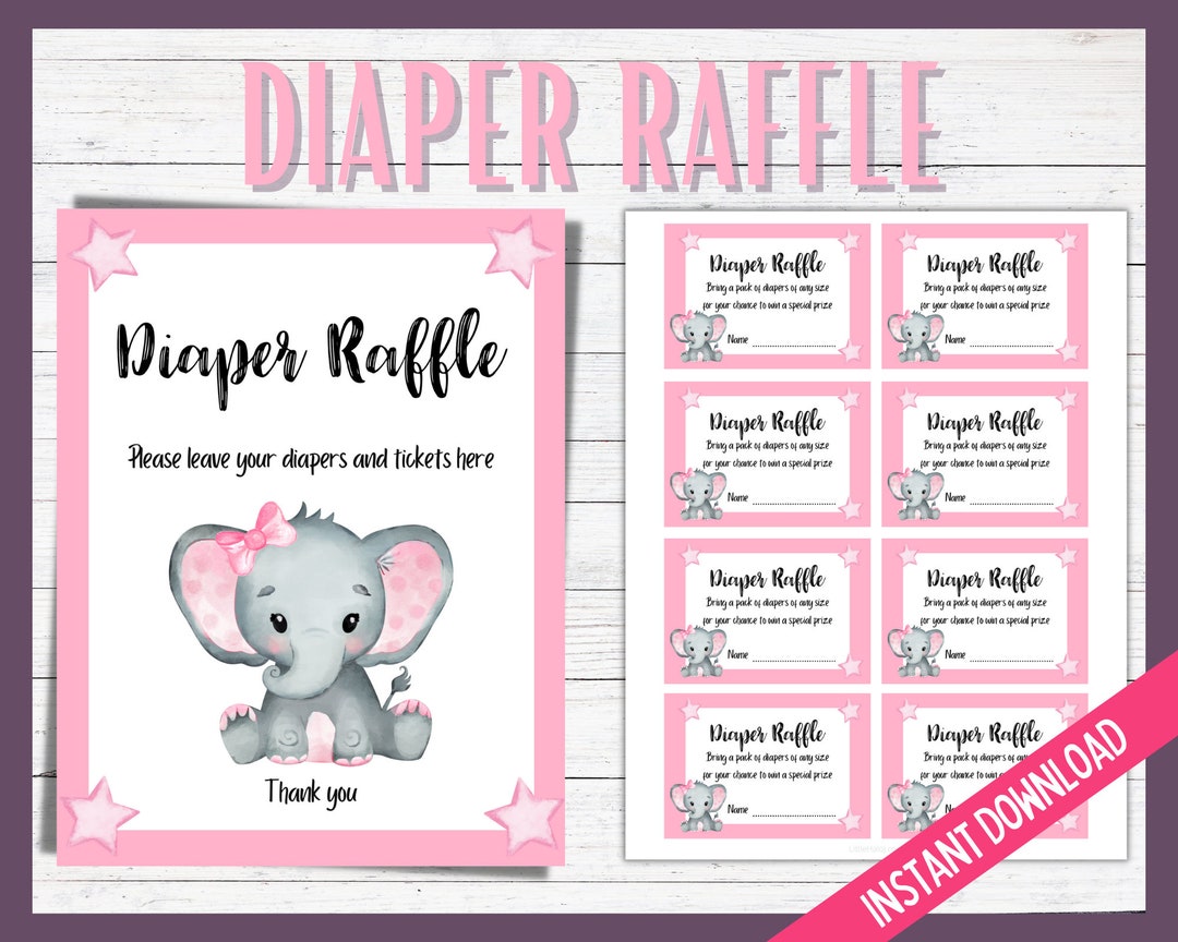 Baby Shower Diaper Raffle, Printable Baby Shower Diaper Raffle Tickets ...