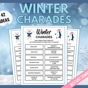 Winter Charades, Winter Pictionary, Holiday Games, Winter Games for ...