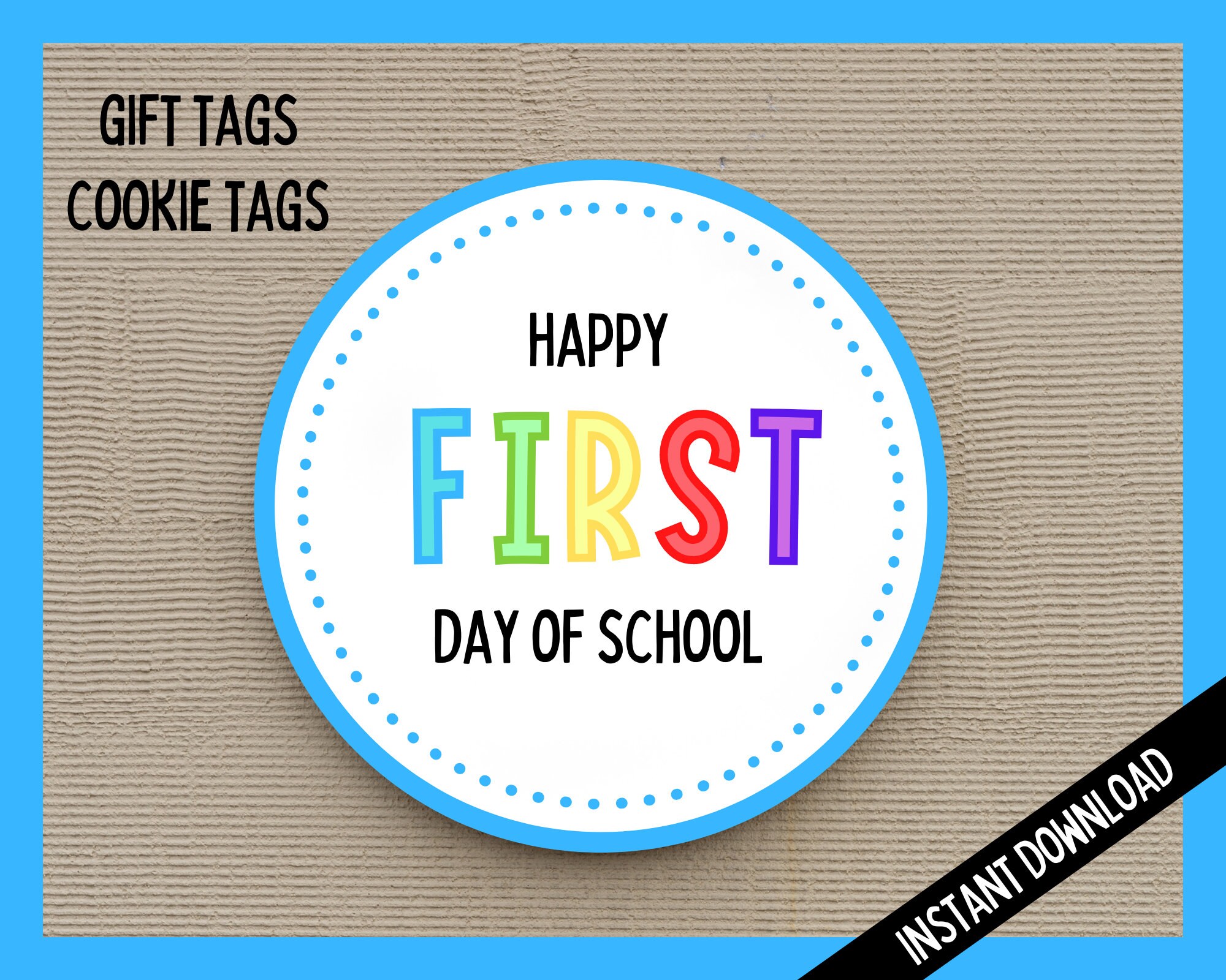 Printable Back to School Tag Happy First Day of School 1st | Etsy