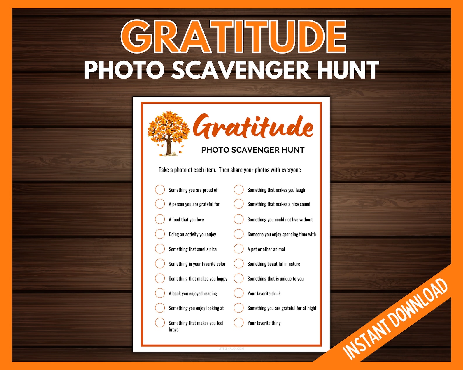 Gratitude Photo Scavenger Hunt, Thankful Scavenger Hunt, Thanksgiving ...