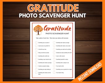 Gratitude Photo Scavenger Hunt, Thankful Scavenger Hunt, Thanksgiving ...