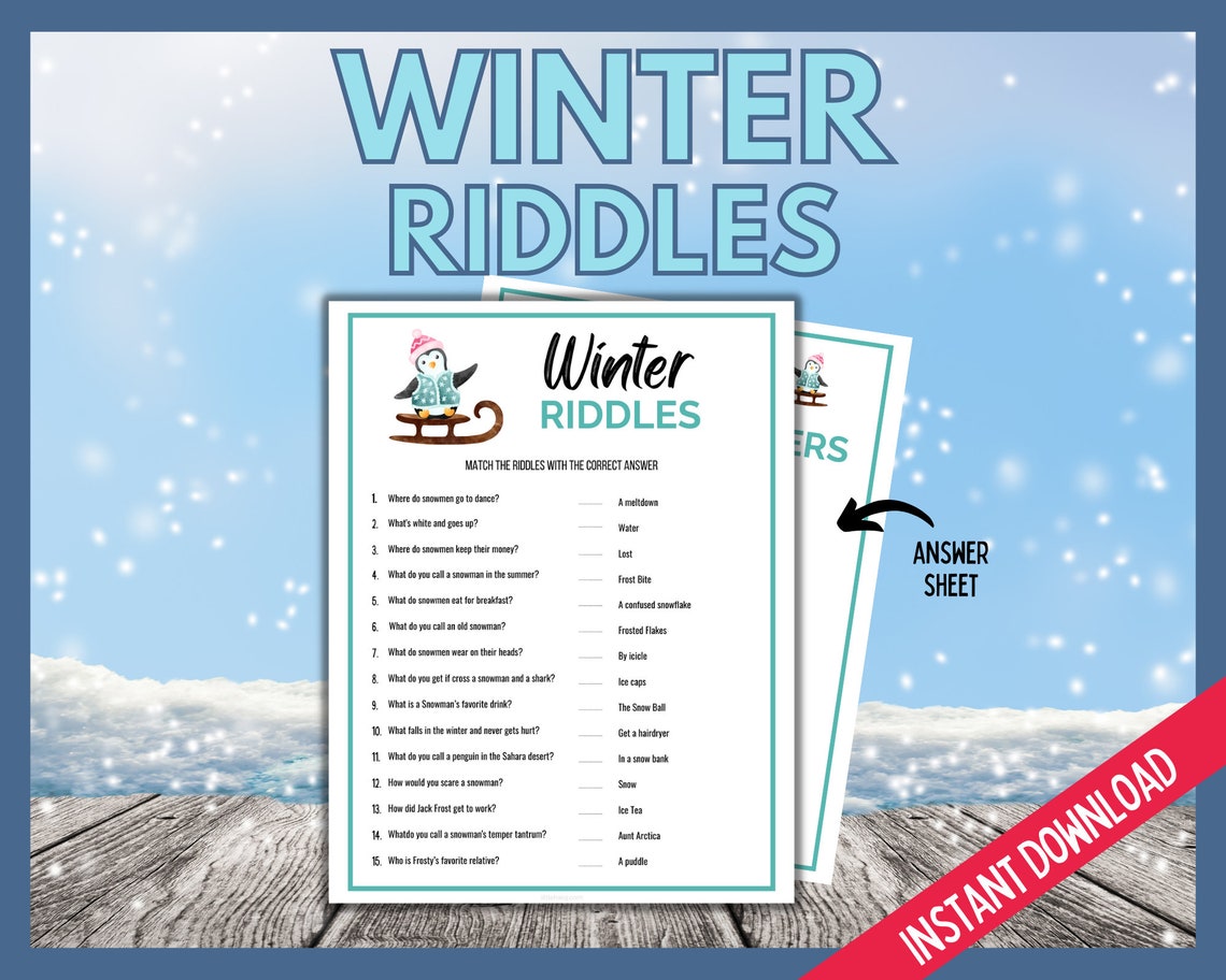 Winter Riddles Fun Cold Weather Game Holiday Party Game - Etsy