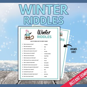 Winter Riddles, Fun Cold Weather Game, Holiday Party Game, Wintertime ...