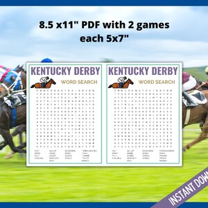 Kentucky Derby Word Search, Triple Crown Party Game, Horse Race ...