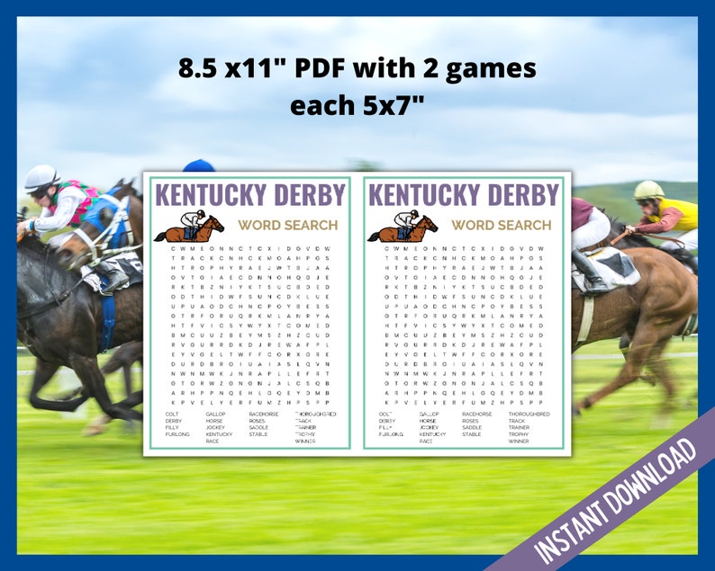 Kentucky Derby Word Search, Triple Crown Party Game, Horse Race ...