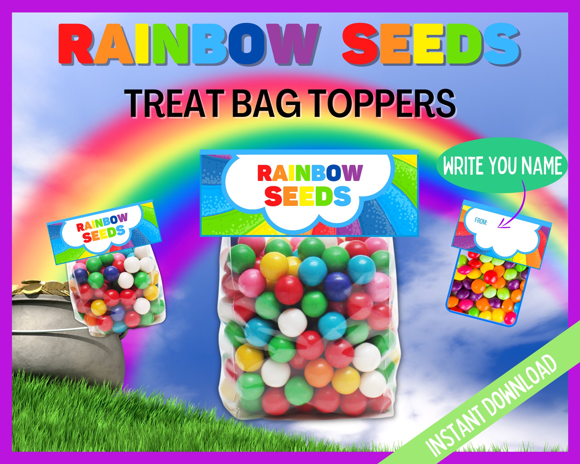Rainbow Seeds Card Rainbow Seeds Treat Bag Topper Rainbow - Etsy