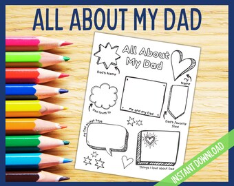 All About My Dad Printable Father's Day Coloring Page - Etsy