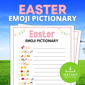 Easter Emoji Pictionary, Easter Printable Game, Easter Classroom, Kids ...