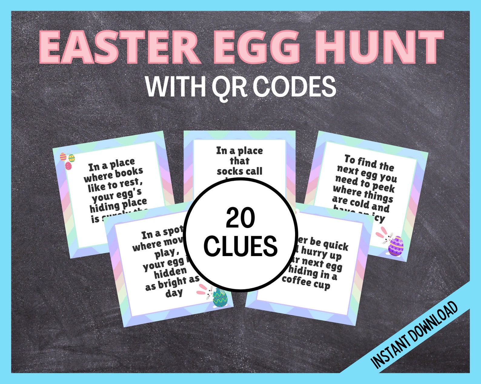 QR Code Easter Treasure Hunt for Teens, Easter Egg Scavenger Hunt With ...