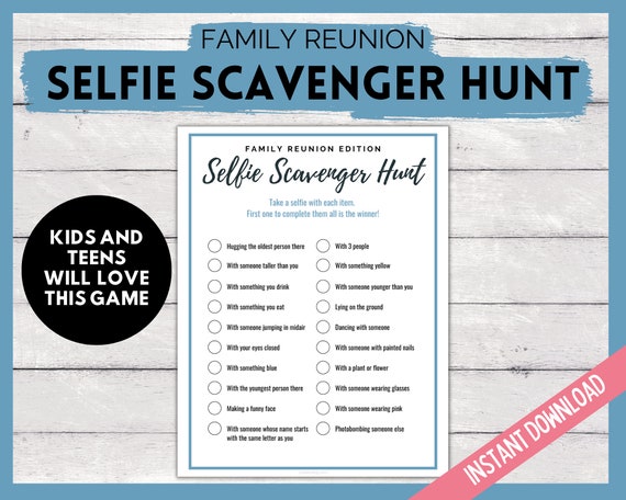 Selfie Scavenger Hunt Family Reunion Game, Family Reunion Games, Family ...