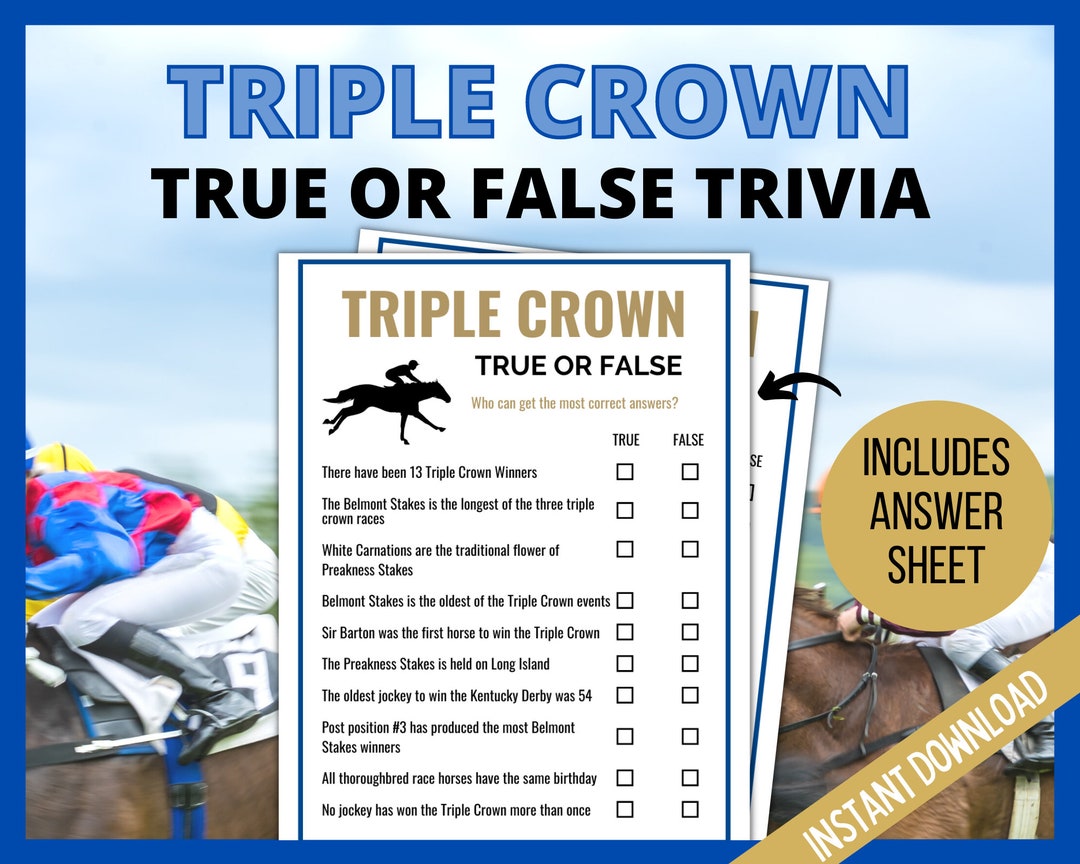 Triple Crown True or False Trivia Game, Triple Crown Party Game, Horse ...