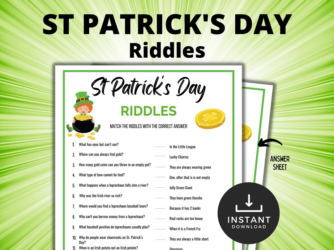St Patrick's Day Riddles for Kids, St Paddy's Day Jokes, St Patricks ...