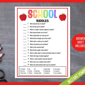 Back to School Riddles, Classroom Activity, School Jokes for Kids ...