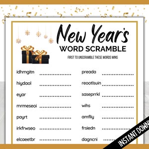 New Year's Eve Word Scramble, New Year's Eve Party Printable Games ...