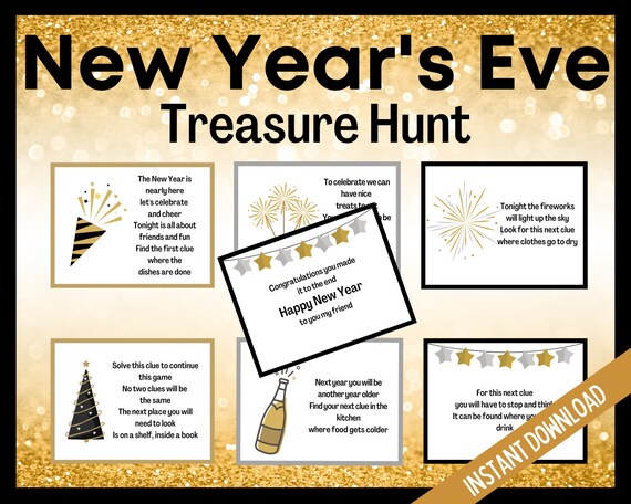 New Year's Eve Scavenger Hunt, New Year's Eve Treasure Hunt, New Years ...