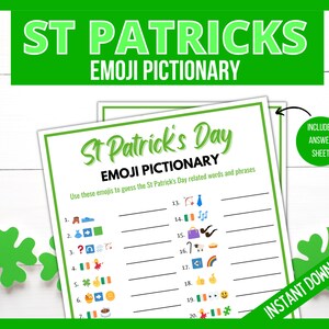 St Patricks Day Emoji Pictionary, Printable St Patricks Games, St Paddy ...