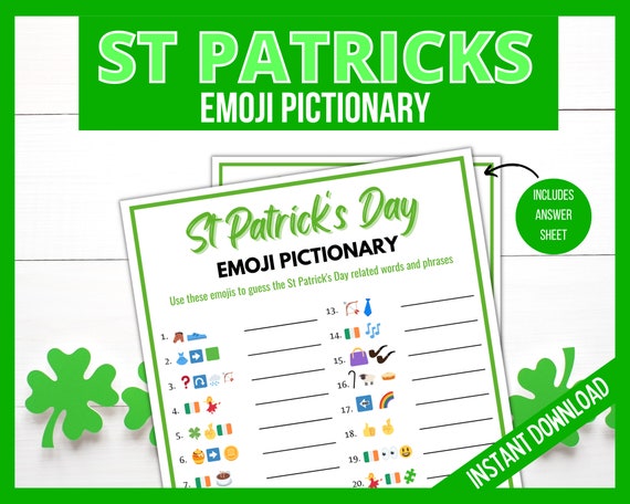 St Patricks Day Emoji Pictionary, Printable St Patricks Games, St Paddy ...