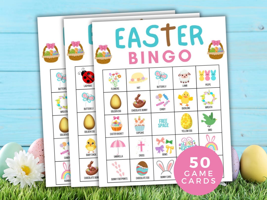 Easter Bingo Game, Easter Classroom Bingo Game, 50 Printable Bingo ...