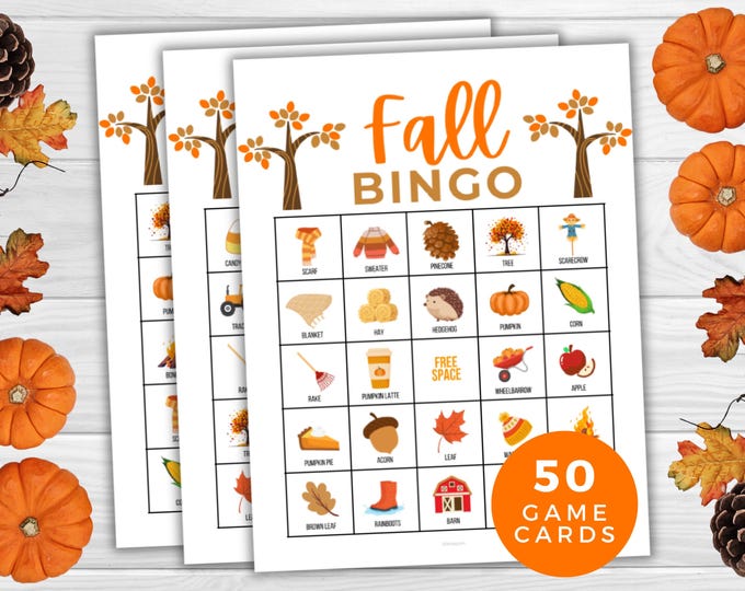 Bingo Games, Autumn Game, Printable Activity for Kids, Autumn ...
