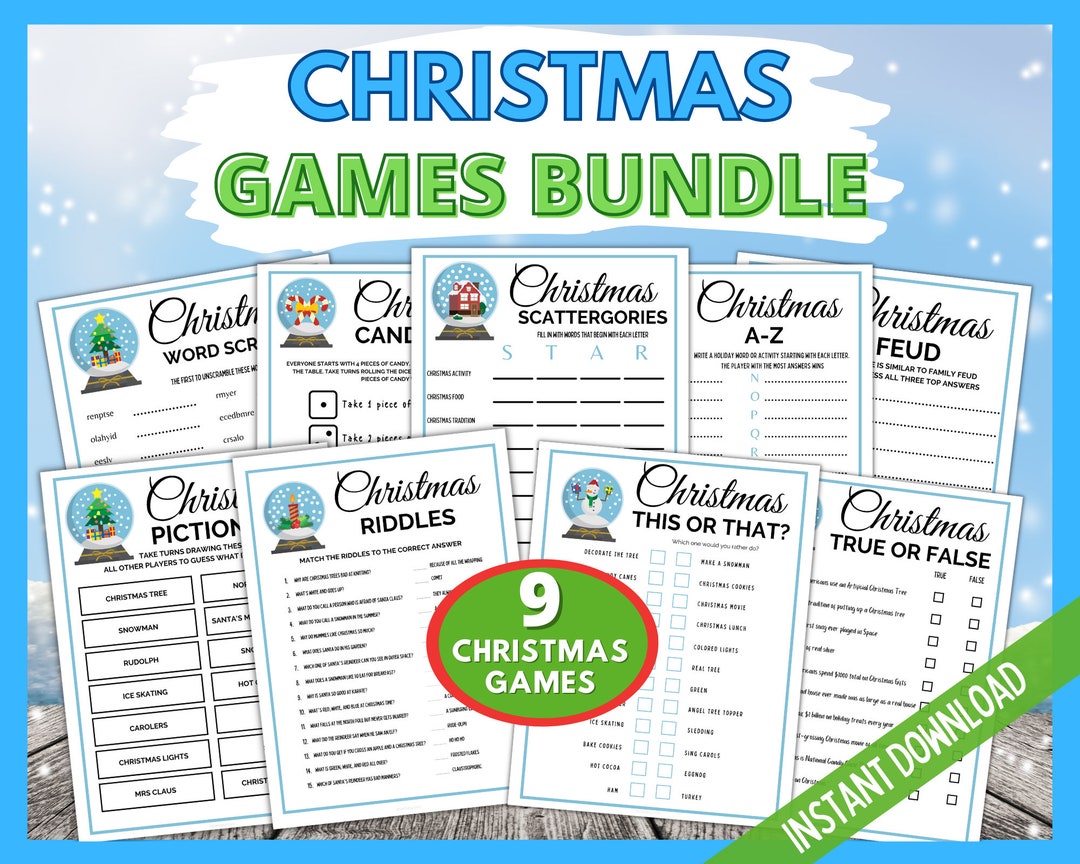 Christmas Games Bundle, Snow Globe Theme Party Printable, Scattergories ...