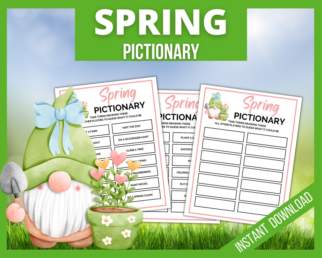 Spring Pictionary, Printable Spring Games, Spring Activity, Spring ...