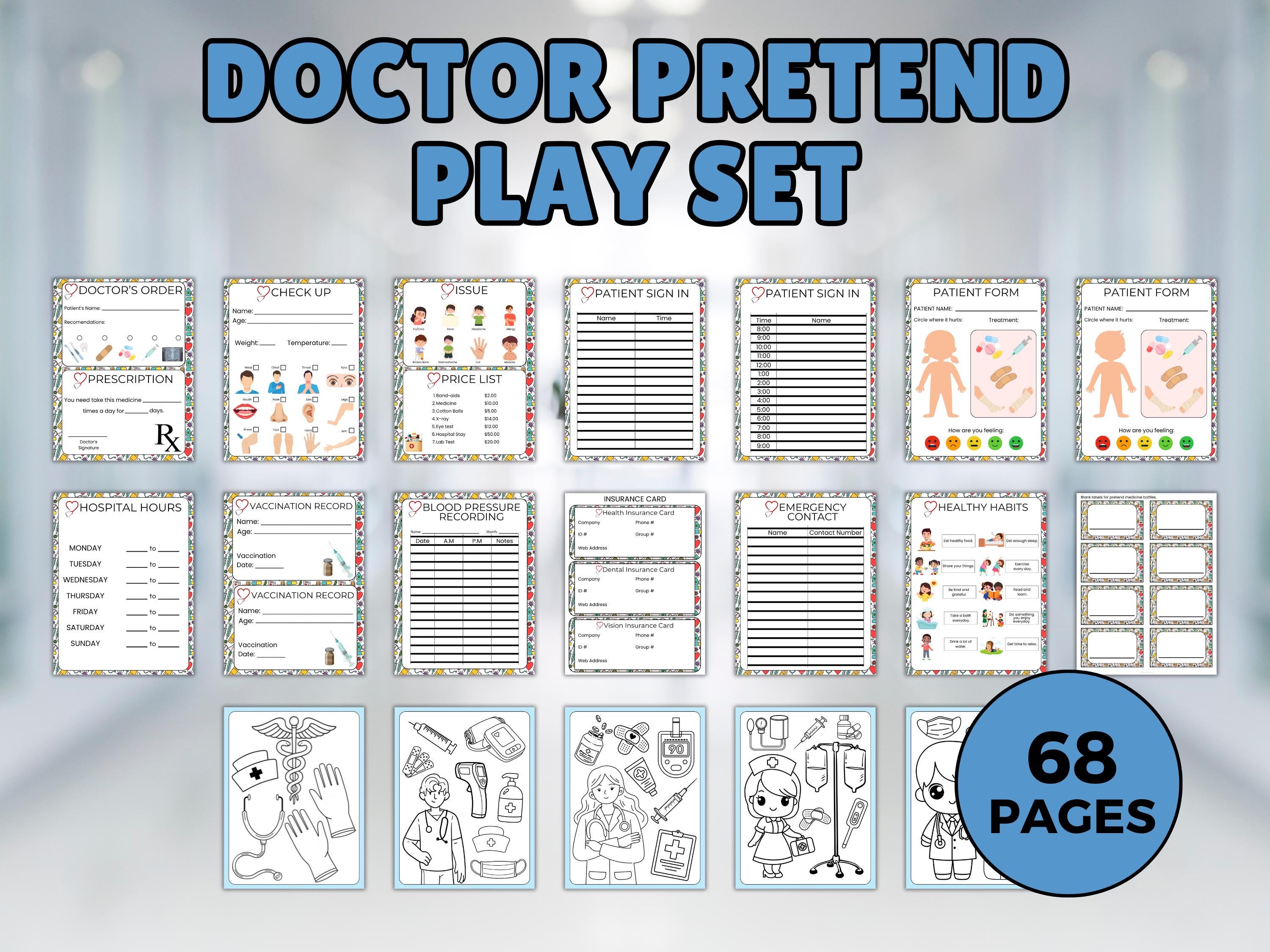 Doctor Pretend Play Set, Printable Hospital Dramatic Role Play, Play ...