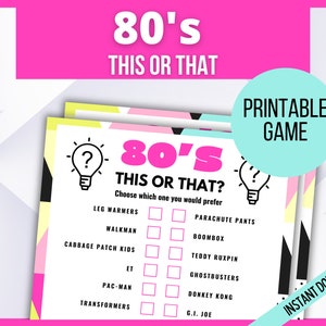 80s This or That Party Game, 1980s Printable Game, Would You Rather ...