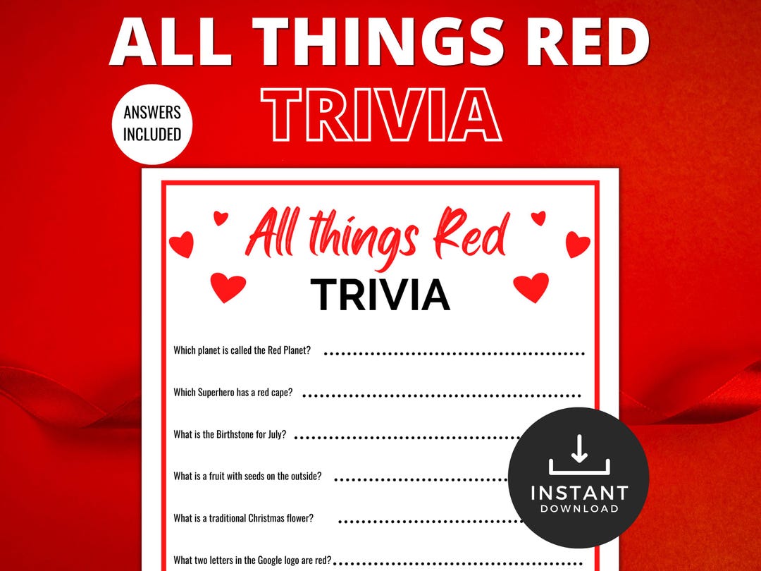 Valentines Day Color Red Trivia Game, Kids Valentines Classroom ...