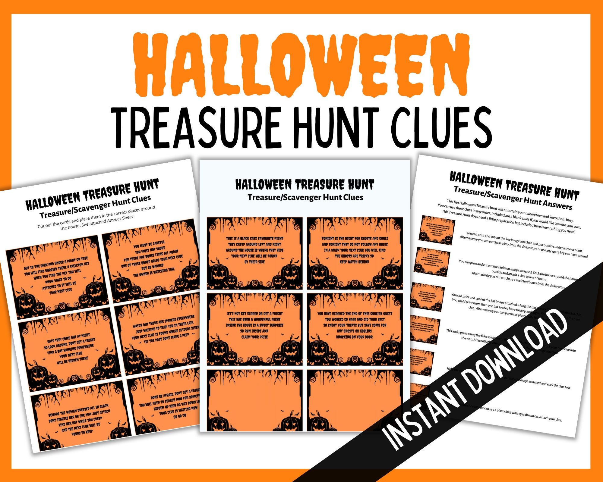 Indoor and Outdoor Halloween Treasure Hunt Clues With Props | Etsy