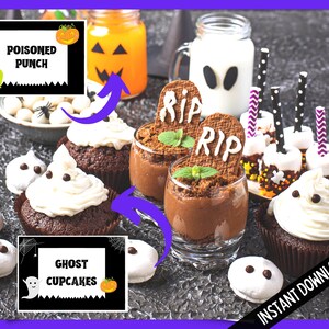 Halloween Printable Food Card, Halloween Party Food Cards, Food Labels ...