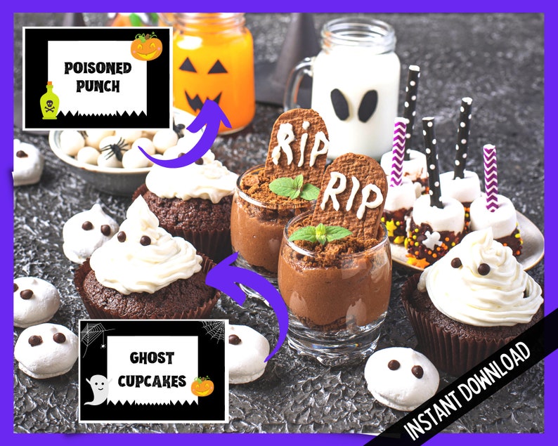 Halloween Printable Food Card Halloween Party Food Cards - Etsy