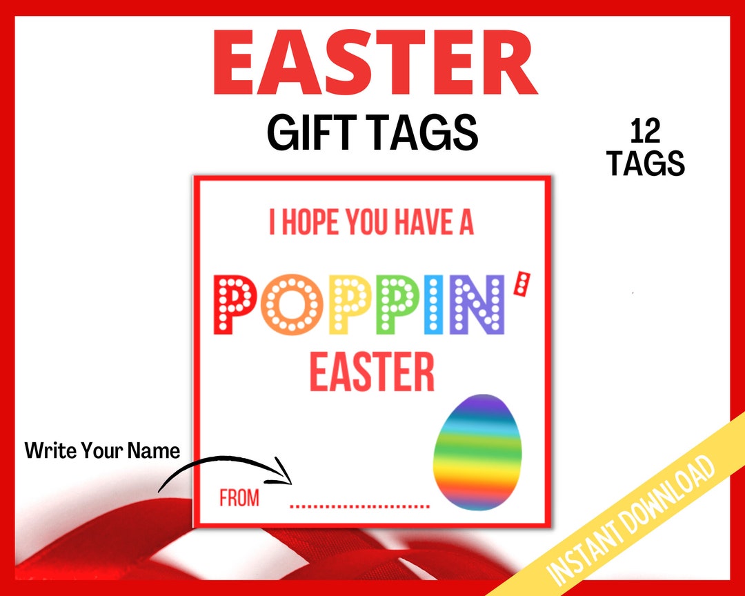 Easter Poppin Gift Tags, Kids Easter Card, Easter Poppin Cards, Poppin ...